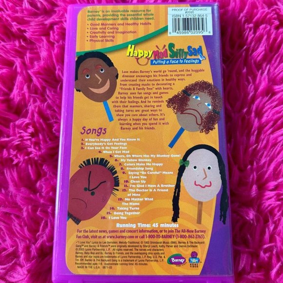 Other | Barney Happy Mad Silly Sad Vhs | Poshmark